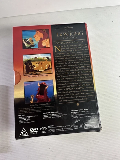 The Lion King Trilogy Dvd Set In Slip Case Plus Original Lion King