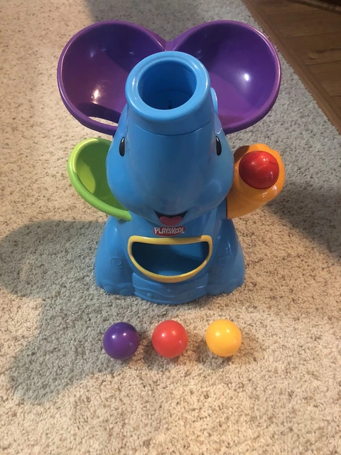 PLAYSKOOL POPPIN PARK Elefun Busy Ball Popper Blue Elephant Toy with 3 ...