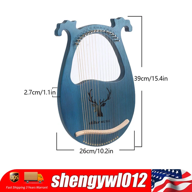 NEW LYRE HARP,16 Metal String Harp Solid Wood Mahogany with Tuning ...