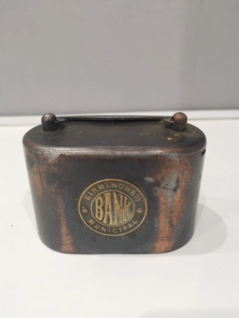 VINTAGE 1940'S IRON BIRMINGHAM BANK, HOME DEPOSIT SAFE, MONEY BOX EUR ...
