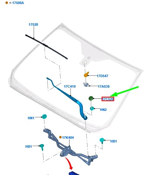 FORD RANGER T6 MK1 Front Wiper Arm Cap Cover AB39-17C526-AA 1717941 NEW ...