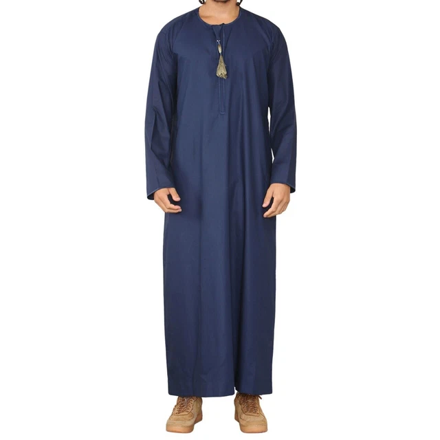 HOMMES BLEU THOBE Juba Saoudien Islamique Arabe Eid Erirats Kaftan ...