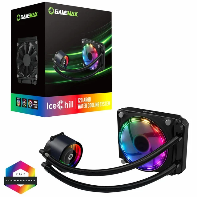 GAME MAX ICE Chill 120mm ARGB AIO Water Liquid CPU Cooler System ...