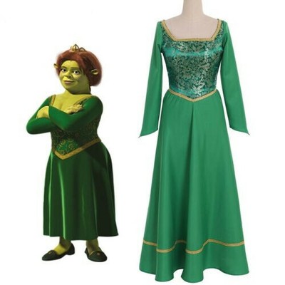 SHREK COSPLAY OUTFIT Princess Fiona Dress Green Costume Printing Suit £ ...