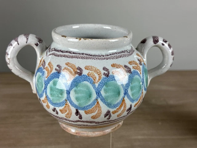 ANCIEN POT A oreille faïence sucrier décor terre cuite émail sud Ouest ...