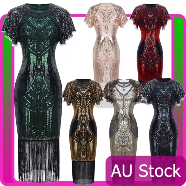 Ladies 20s 1920s Roaring Flapper Costume Sequin Gatsby Fancy Dress Eur