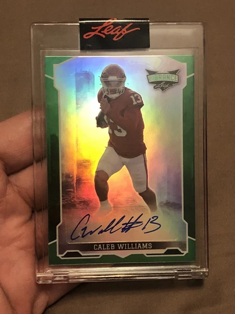CALEB WILLIAMS AUTO 6/15 Encased 2022 Leaf Vibrance #13 Inscrit BA-CW1 ...