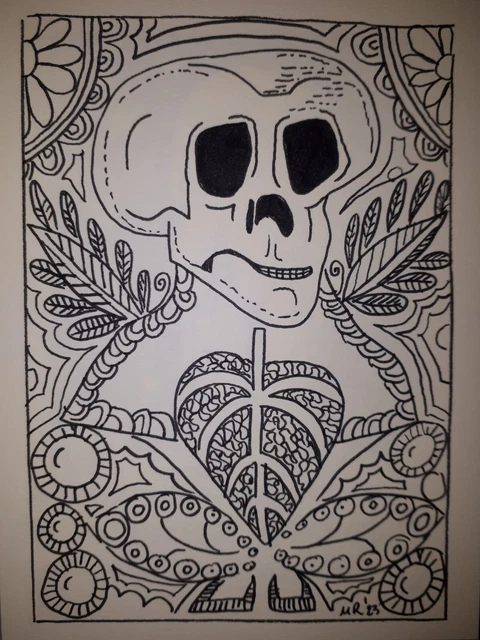 DAILY SKETCH ORIGINAL Ink Drawing 'Victorian Skull' by Michelle Ranson ...