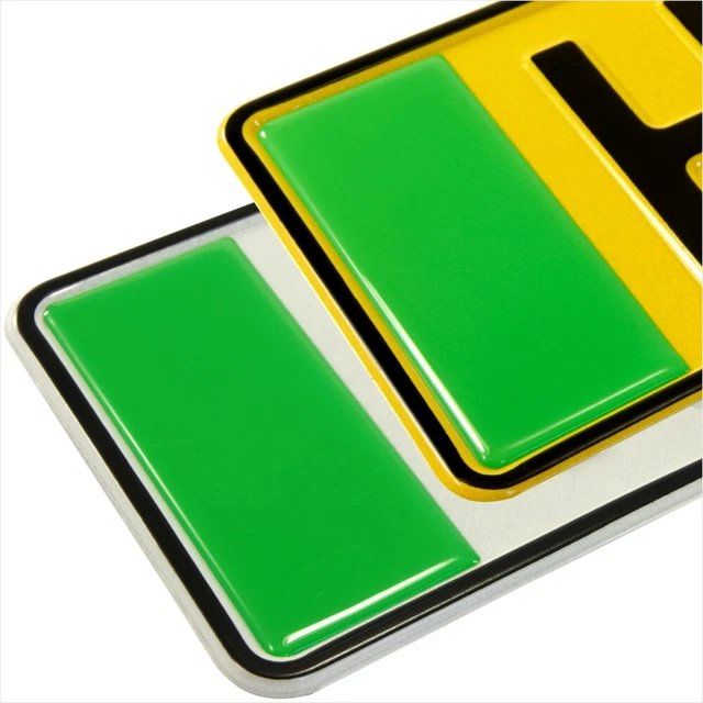 2X EV ELECTRIC VEHICLE Green Number Plate Badges Gel Resin Stickers ...