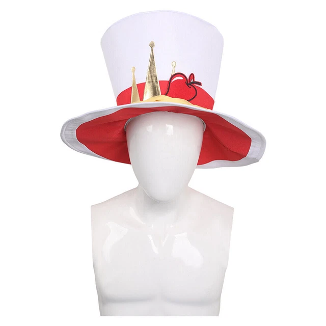 LUCIFER COS CAP Adult Anime Hazbin Hotel White Hat Party Costume ...