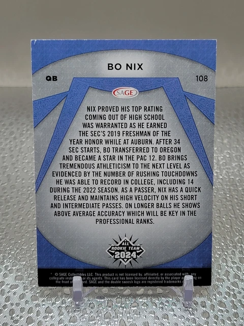 BO NIX 2024 Sage All Rookie Team #108 Oregon Ducks Denver Broncos QB1 ...
