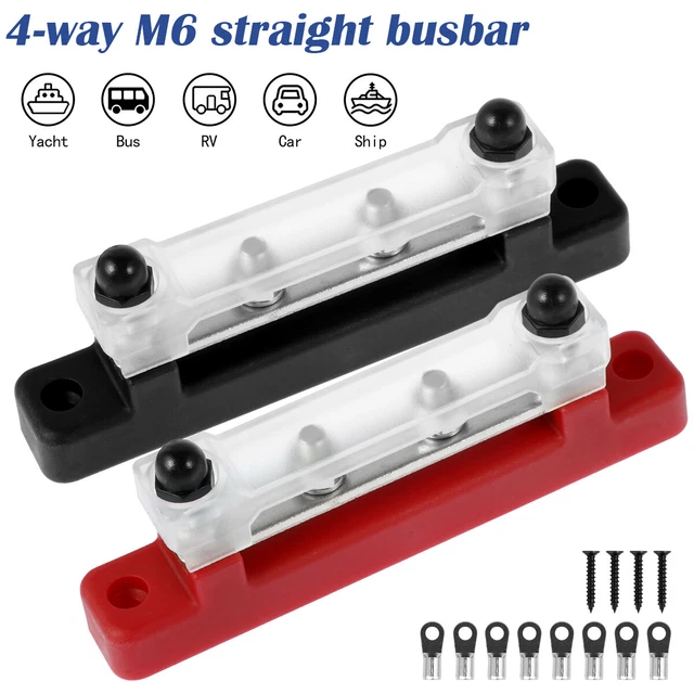 Bus Bar M6 4 Row Nylon Base Busbar Block With Cover Ground M6 Terminal