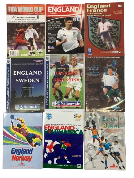 ENGLAND INTERNATIONAL FOOTBALL Programmes Bundle x 9 1990's Early 2000 ...