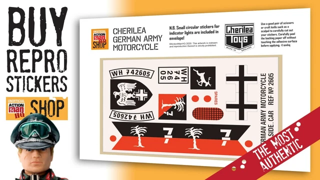 ACTION MAN CHERILEA German Motorcycle Combination Stickers £5.49 ...