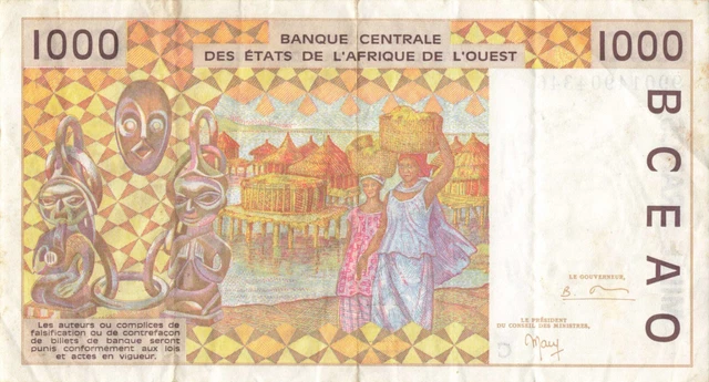 ANCIEN BILLET 1996 Bceao Banque Centrale Afrique De L'ouest 1000 Francs ...