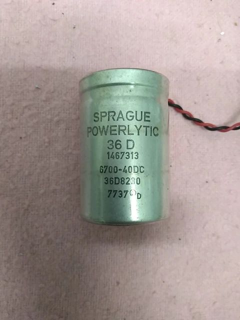 SPRAGUE POWERLYTIC CAPACITOR Type 36D 6700 - 6UF / 40VDC - See Item ...