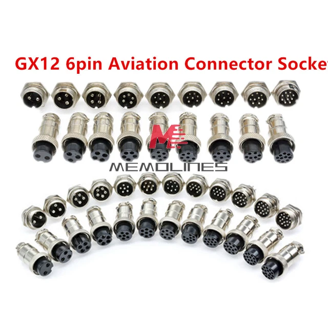 1/5/10 SETS GX12 6-polig GX12 Stecker & Buchse Kreis Luftfahrt Stecker ...