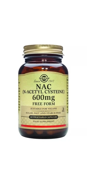SOLGAR NAC (N-ACETYL Cysteine) 600mg Free Form 60 Vegetable Capsules £ ...