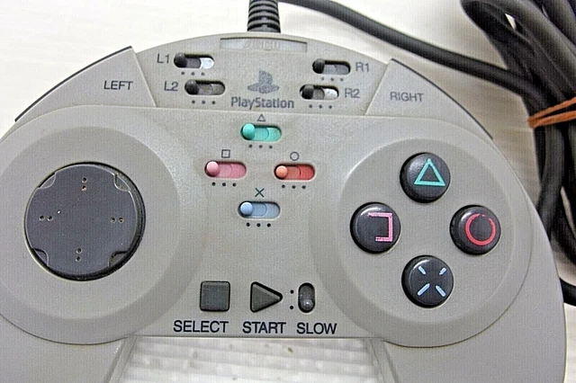 PLAYSTATION 1 GRAY Controller Official ASCII Fighting pad Rare ps1 ps2 ...