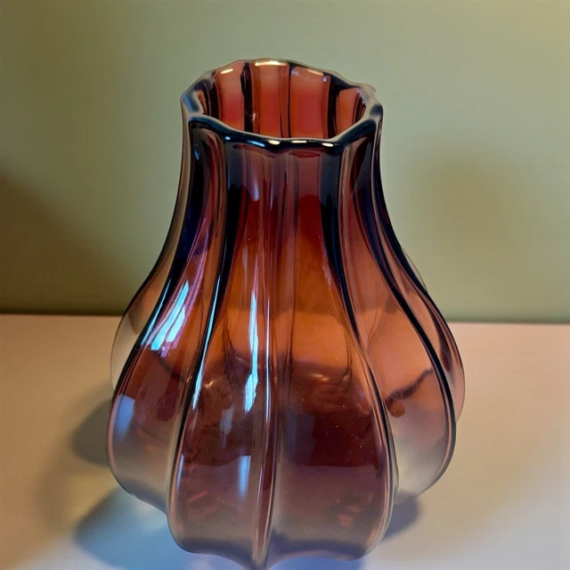 VILLEROY &BOCH PURPLE Glass Vase Swirling Pattern In Purple Amethyst ...