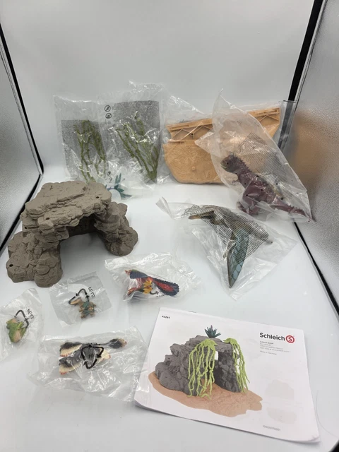 SCHLEICH 42261 DINOSAUR Play Set w/ Cave, All Figures New Open Box £59. ...