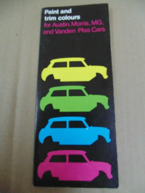 BRITISH LEYLAND COLOUR chart classic Mini Austin Morris MG VP circa mid ...