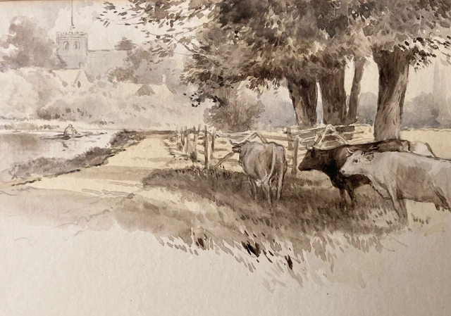 PERCY ROBERTSON 19TH Century Antique Watercolour Painting 'Thames Near ...