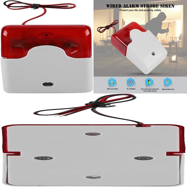 SOUND & LIGHT Alert Safety Sensor Fire Alarm Warning Strobe Siren Horn ...