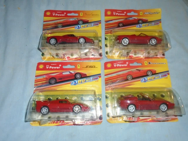 LOT DE 4 FERRARI 1/38 SHELL V- POWER neuves boite d'origine HOT WHEELS ...