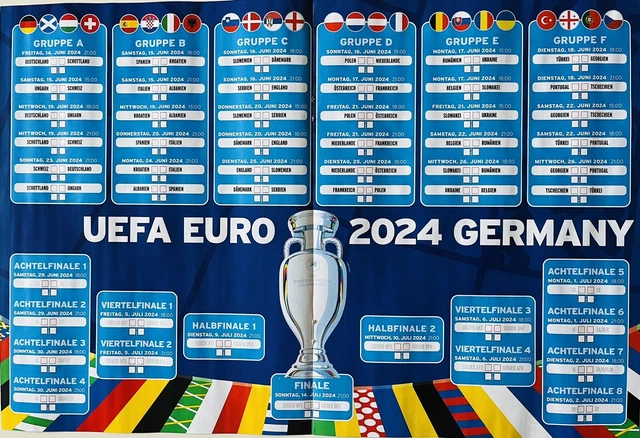 SPIELPLAN EM 2024 UEFA Euro / DFB Team Deutschland Germany Poster ...