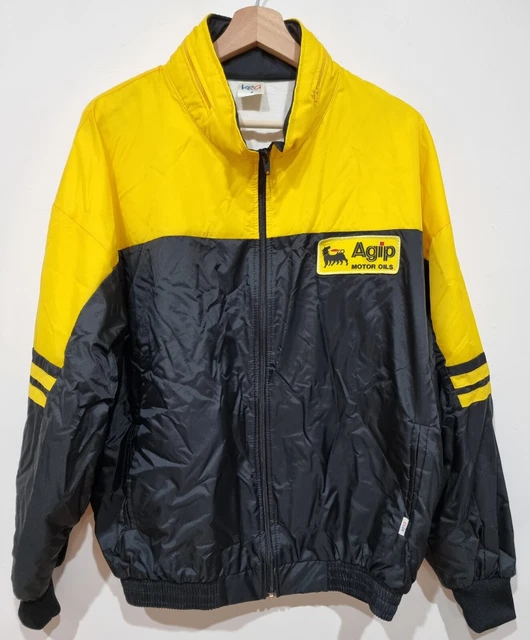 VINTAGE AGIP MOTOR Oils Jacket Yellow Black Men's Medium Kea Australia ...