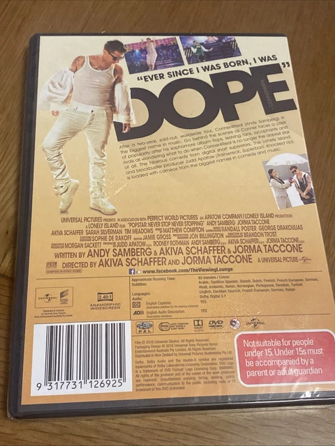 POPSTAR NEVER STOP Never Stopping DVD Region 4 Brand New & Sealed Andy ...
