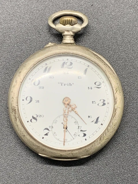 Ancienne Montre Gousset Mécanique Trib Argent Vintage Old Watch Eur