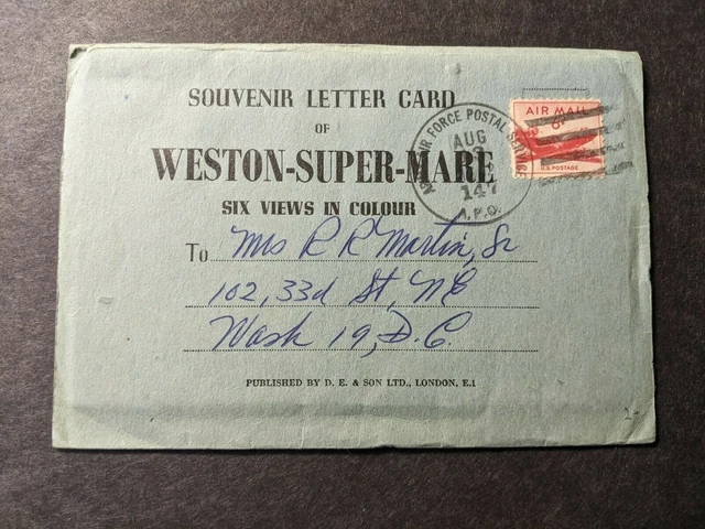 APO 147 FASSBERG, GERMANY Army Air Force Cover WESTON-SUPER-MARE ...