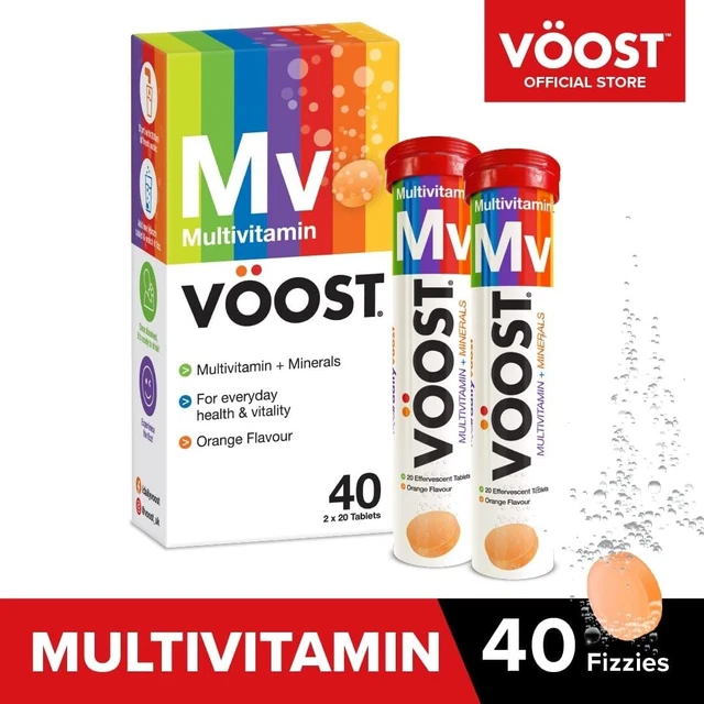 VOOST MULTIVITAMIN 40 Effervescent Orange Flavour Tablets (2 X 20) £14. ...