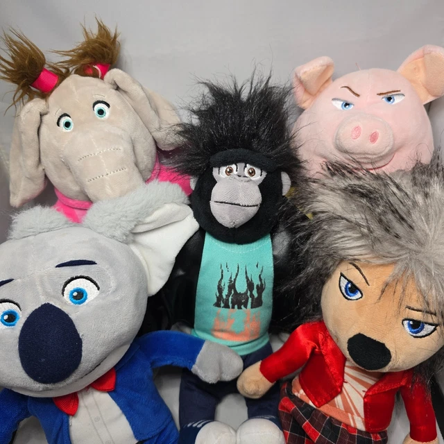ILLUMINATION SING 2 - Bundle of 5 x Soft Plush Toys (Johnny, Buster ...