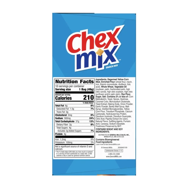 CHEX MIX SNACK Mix, Traditional Original Recipe, 1.75 oz each, 10 Count ...