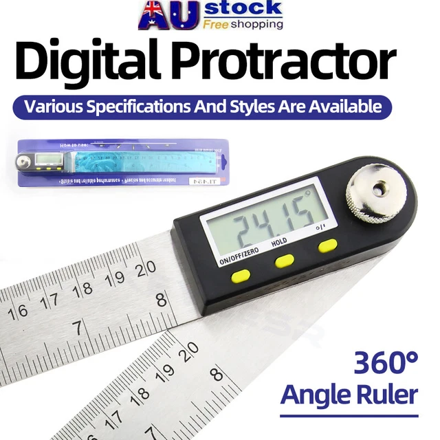 0-360° DIGITAL ANGLE Finder Ruler Protractor Measure Meter Stainless ...
