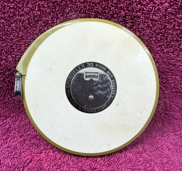 VINTAGE SPIROFLEX 30 Made In France Green Tape Measure Brevete Depose ...