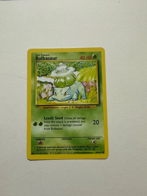 POKÉMON TCG BULBASAUR Base Set 44/102 Regular Unlimited Common $10.00 ...