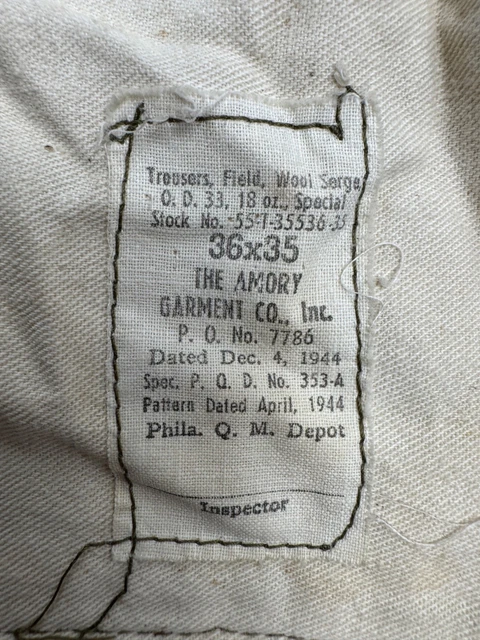 VTG WWII US Army Serge Field Trousers Men 36x35 Wool 1944 D-Day ...