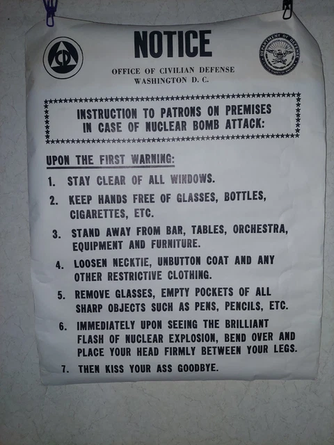 VINTAGE NUCLEAR BOMB CIVIL DEFENSE Poster Kiss Your Ass Goodbye Atomic ...