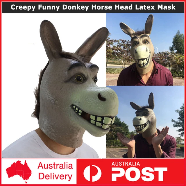 ADULT CREEPY FUNNY Donkey Horse Head Latex Mask Cosplay Prop Animal Mask Costume $25.80 ...