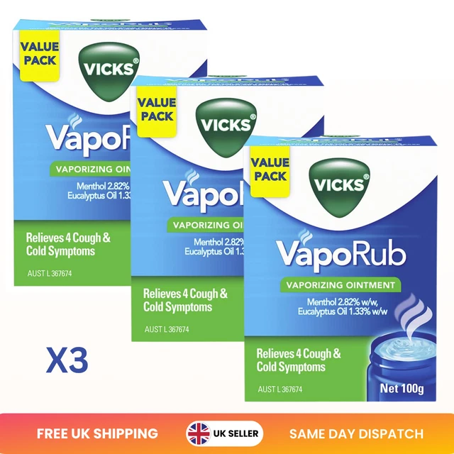 VICKS VAPORUB 4 in 1 Cold Relief 100g x3 £9.99 - PicClick UK