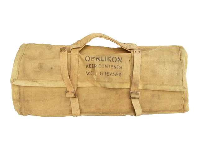 WW2 VINTAGE OERLIKON Army Military Raf Royal Navy Webbing Tool Roll ...