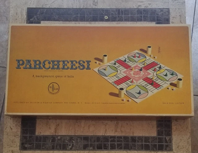 PARCHEESI BOARD GAME 1964 Gold Seal Edition Backgammon of India ...