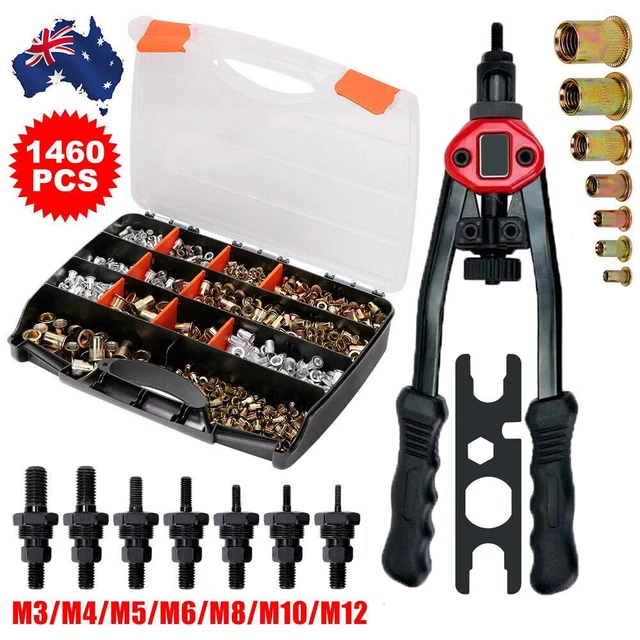HEAVY DUTY RIVET Nut Riveter Rivnut Nutsert Gun Riveting Tool Kit ...