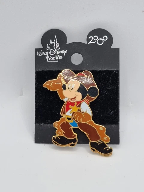 WORLD DISNEY WORLD 2000 Cowboy Mickey Mouse Pin Badge Enamel Very Rare ...