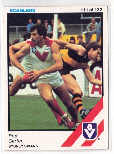 SCANLENS 1984 VFL AFL FOOTY CARD ROD CARTER SYDNEY SWANS # 111 N Mint ...