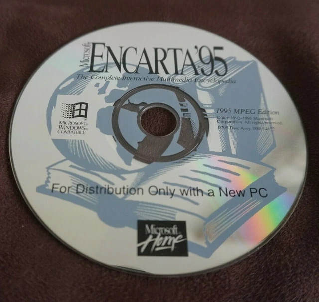 MICROSOFT ENCARTA 95 Encyclopedia Windows 95 Cd £3.55 - PicClick UK